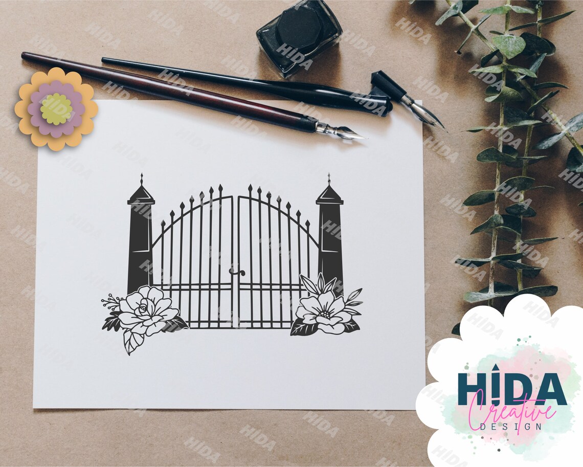 Floral Gate SVG Gate With Flower Svg Vintage Gate Svg Iron - Etsy