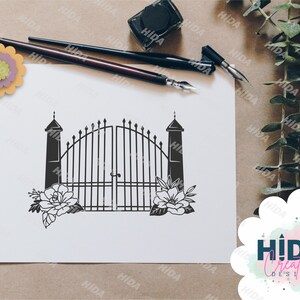 Floral Gate SVG, Gate With Flower Svg, Vintage Gate Svg, Iron Door Cut ...