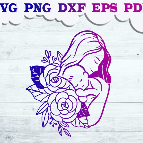 Mother and Child Svg - Etsy