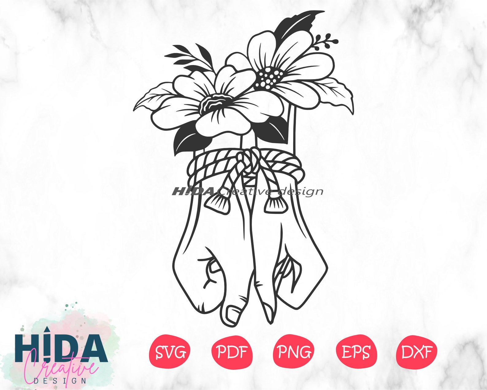 Floral Tied Hands Couple SVG File Hands With Flowers Svg - Etsy