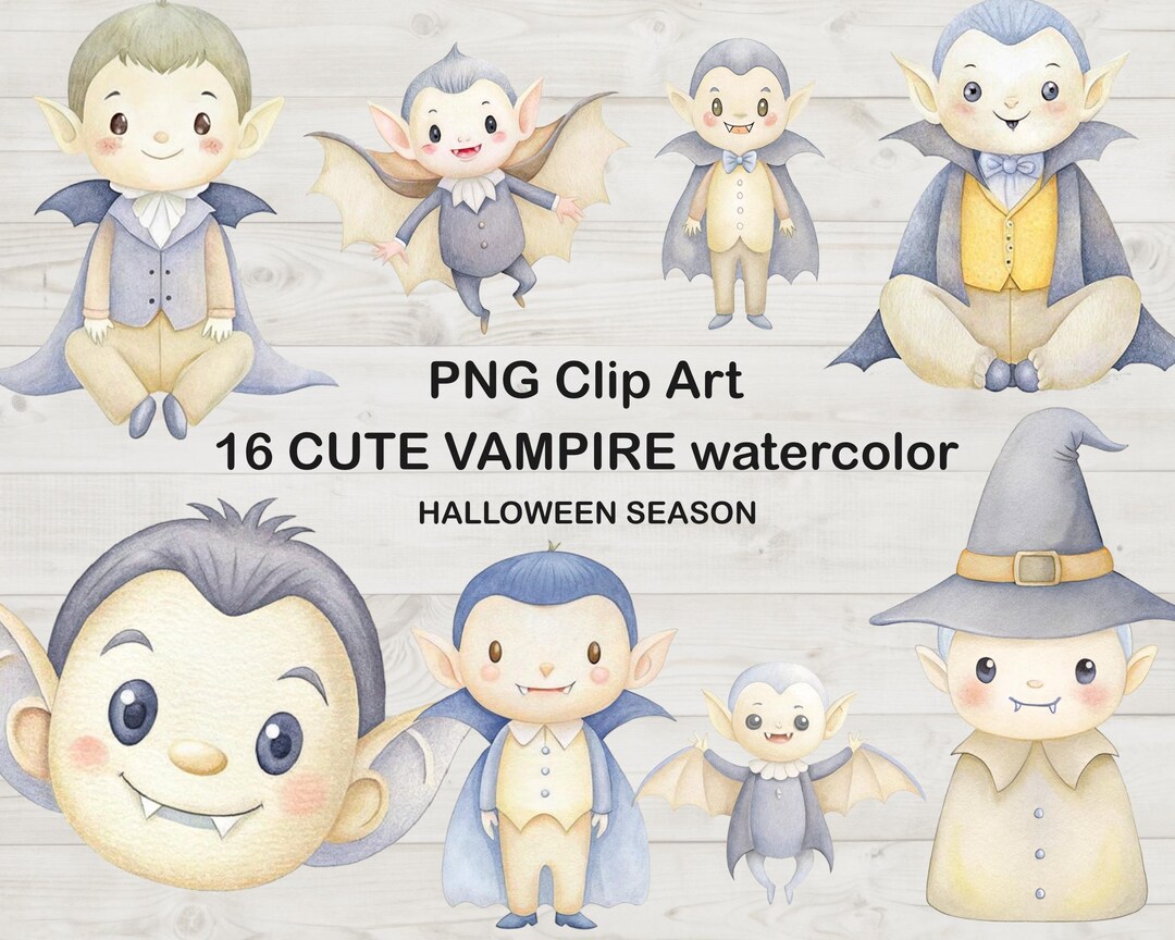 Watercolor Cute Vampir Clip Art, Cute Dracula ,halloween PNG ...