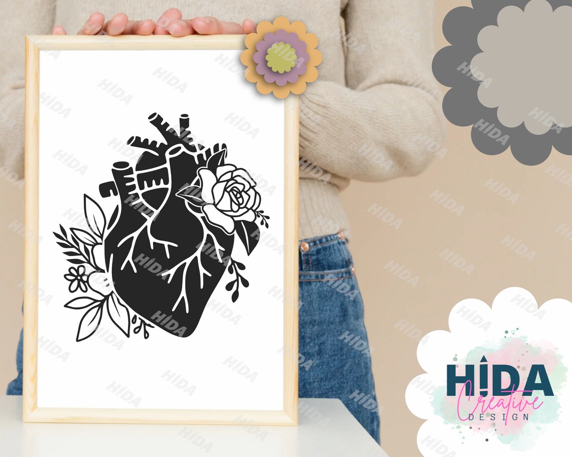 Hearth SVG File Floral Hearth Svg Anatomical Hearth With - Etsy