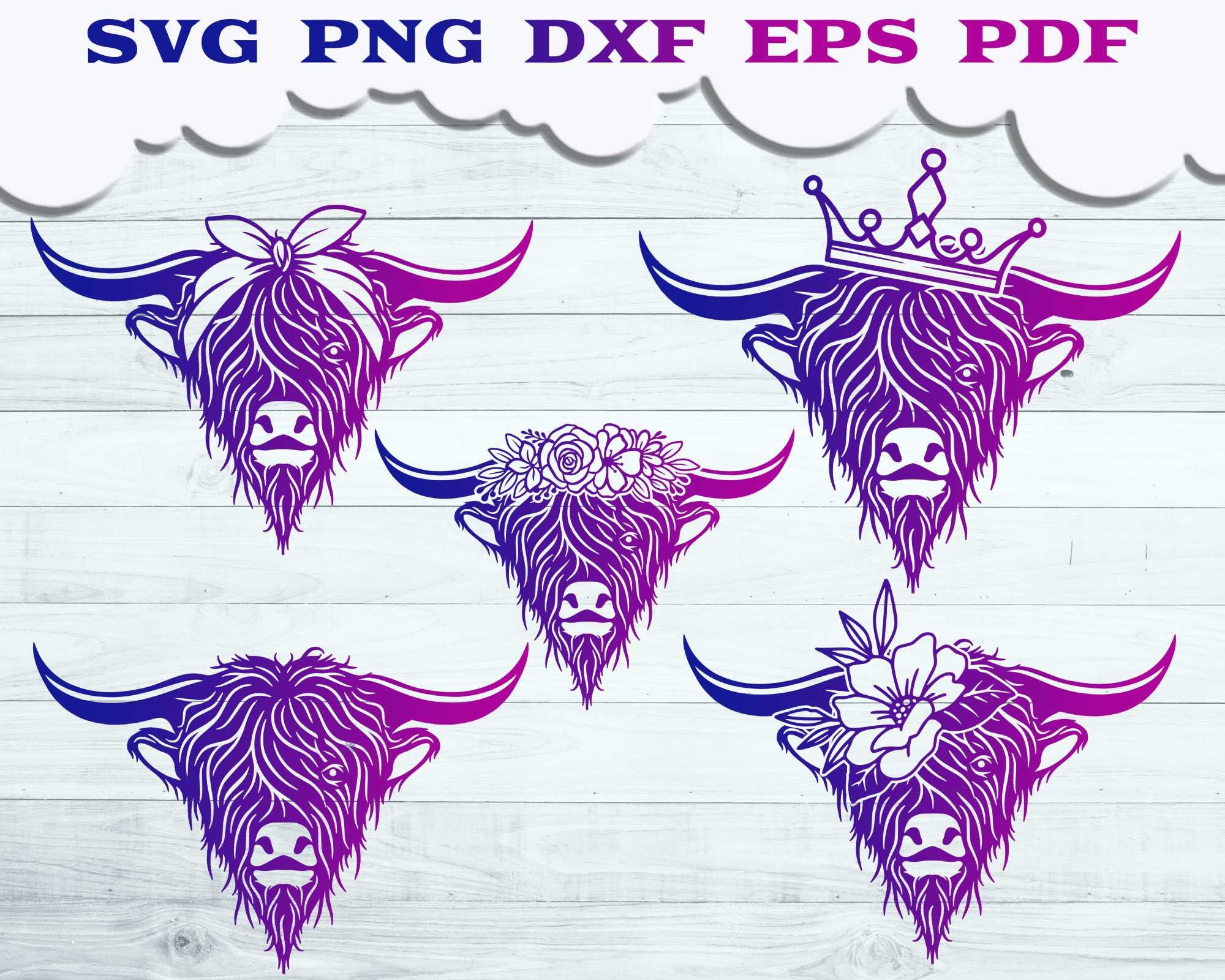 Highland Heifer SVG Bundle Heifer Crown Svg Floral Highland - Etsy