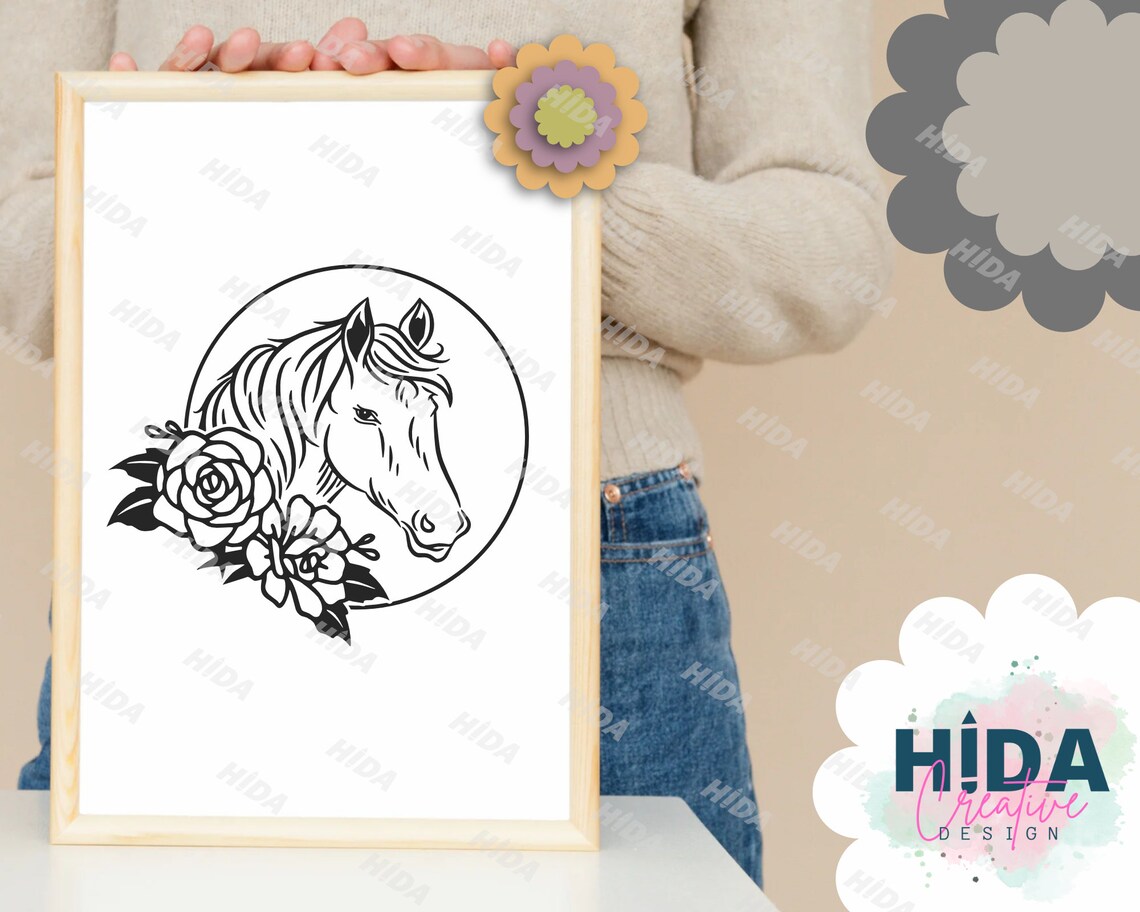 Floral Horse SVG Horse With Flower Svg Farm Animal Svg - Etsy