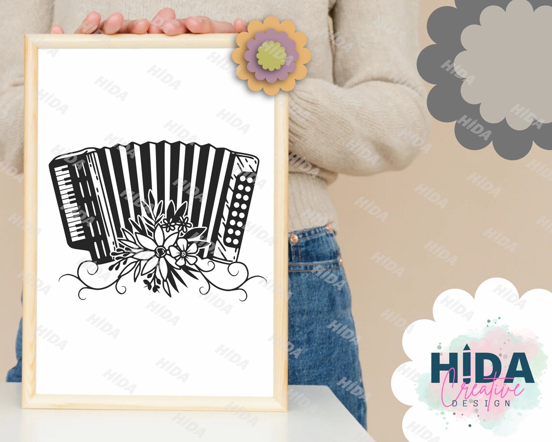 Acordeón SVG Acordeón floral Svg Acordeón con flor Archivo - Etsy México