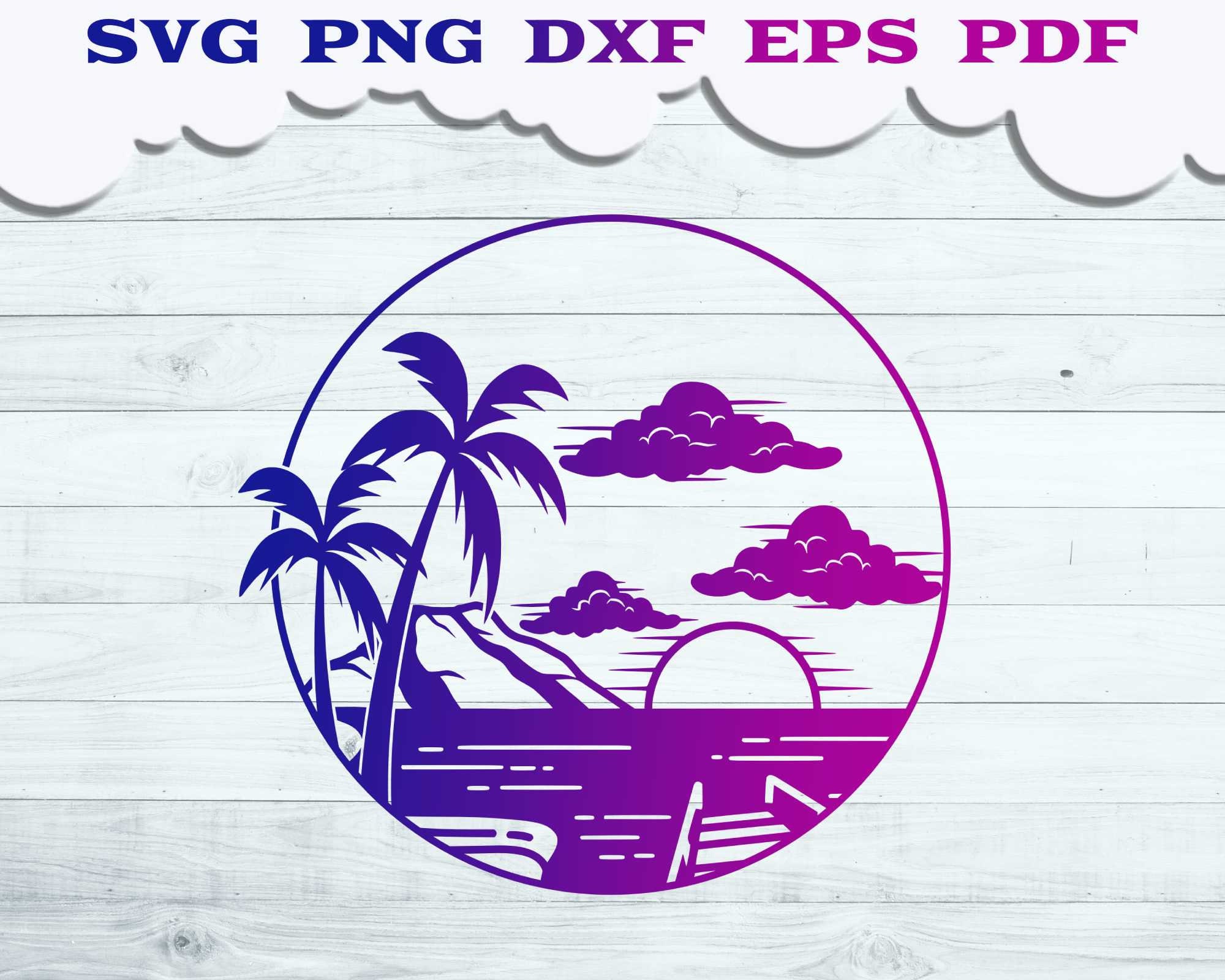Island SVG File, Beach Scene Svg, Aloha Beach Svg, Tropical Beach Svg ...
