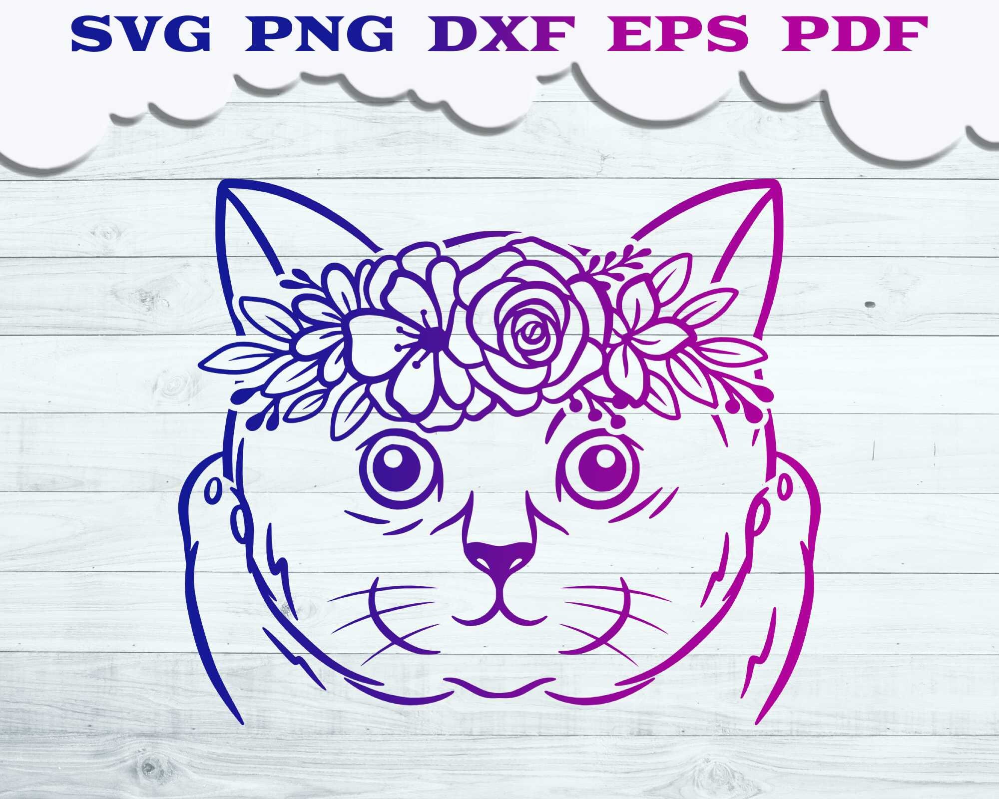 Cute Cat SVG Floral Cat Svg Funny Kitty Svg Cat Svg Animal - Etsy
