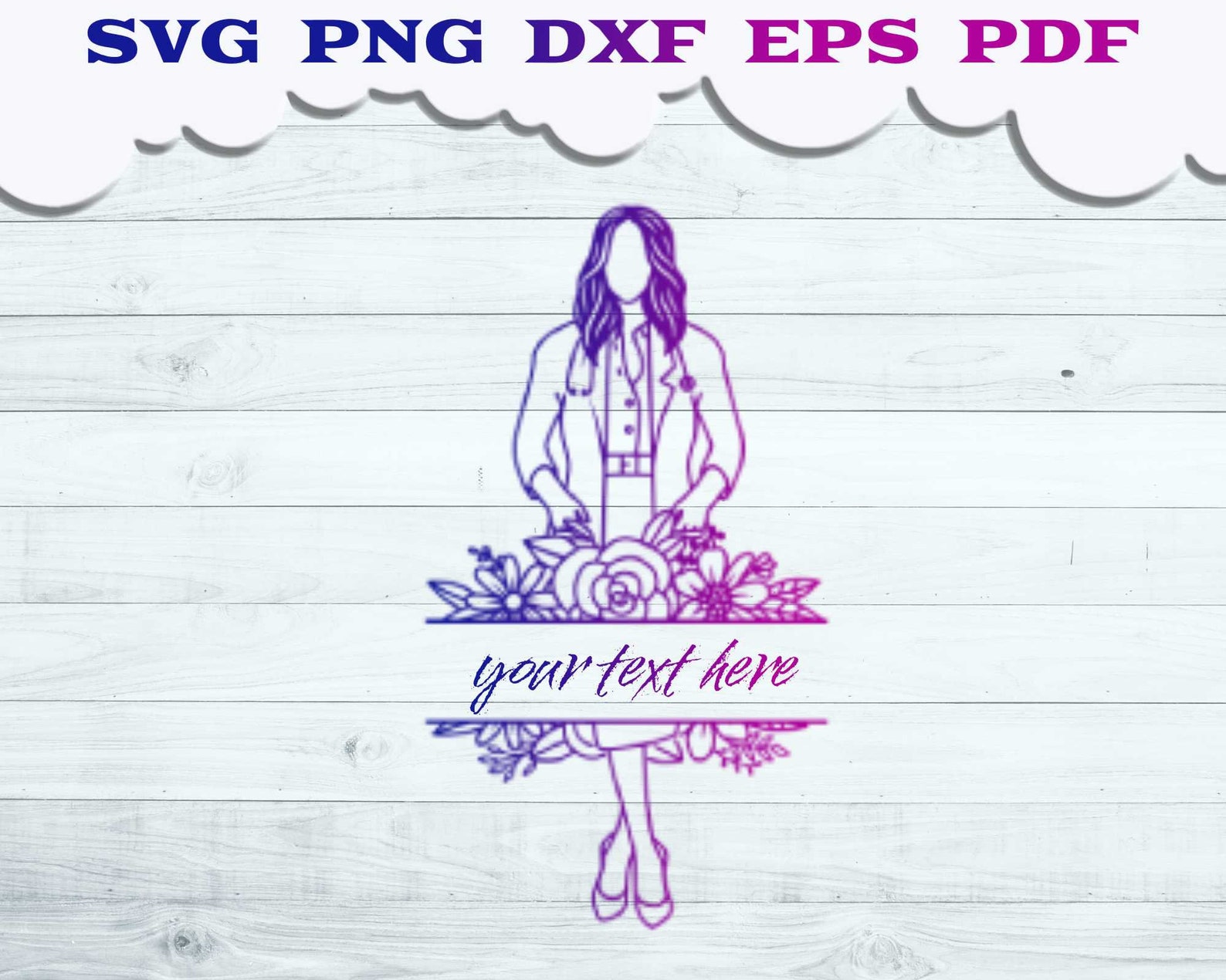 Nurse Split Monogram Frame SVG, Nurse Monogram Frame, Floral Nurse ...