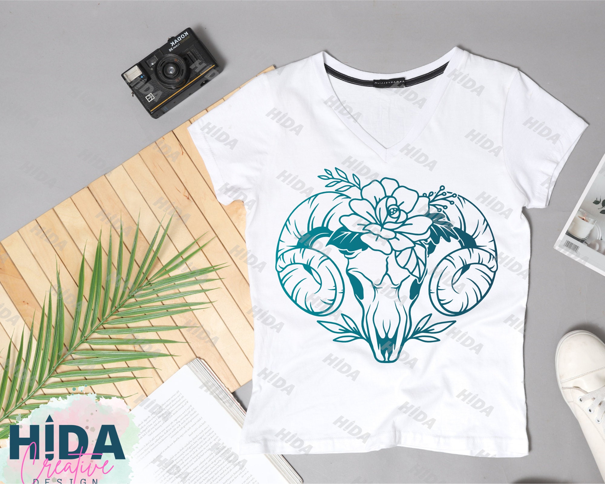 Ram Skull Svg Floral Ram Skull Svg Ram Skull With Flower - Etsy