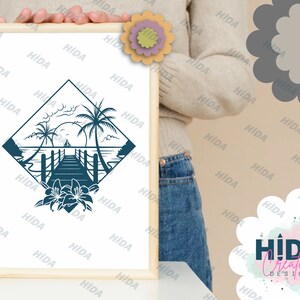 Beach SVG, Beach Scene Svg, Sea Summer Svg, Beach With Square Frame Svg ...