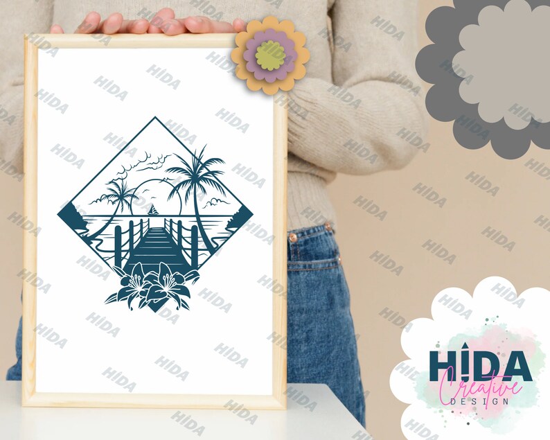 Beach SVG, Beach Scene Svg, Sea Summer Svg, Beach With Square Frame Svg ...