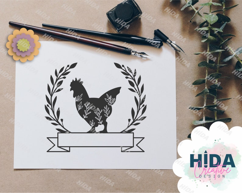 Hen Monogram Frame SVG Hen Wreath Svg Farmer Market Sign - Etsy