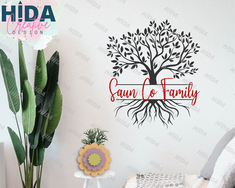 Split Love Tree SVG Tree With Roots Svg Monogram Tree Cut - Etsy