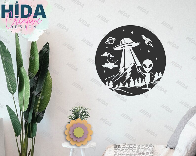 Alien on the Montain Scene Svg Alien Cut File Cute Alien - Etsy