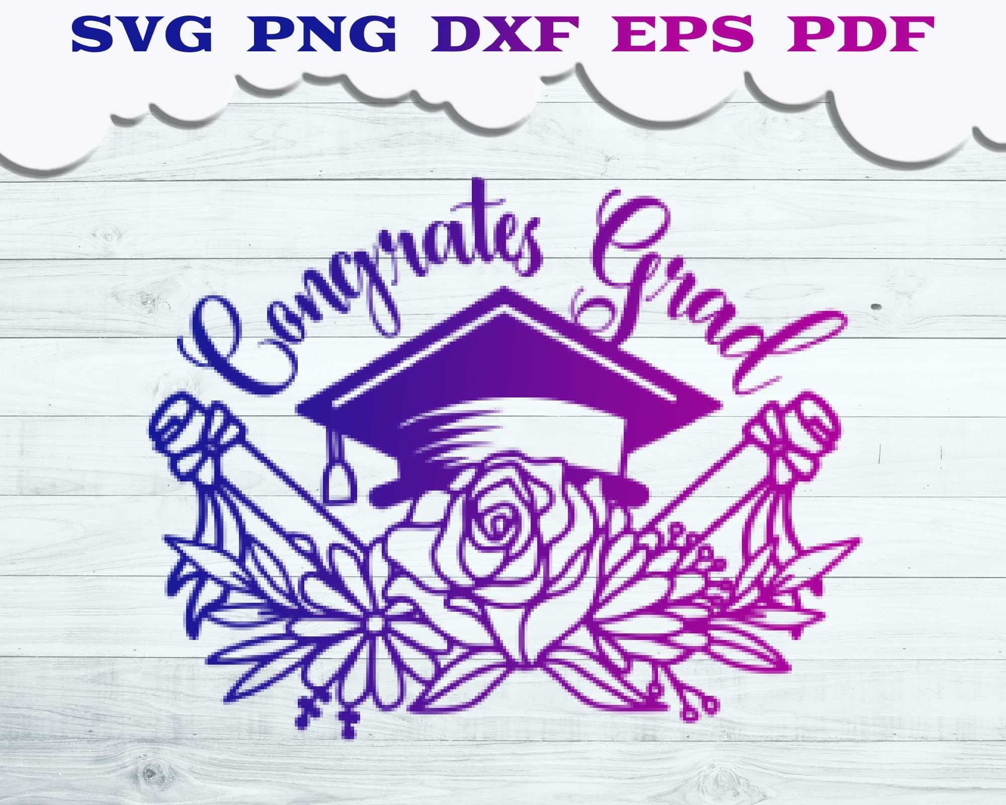 Congrats Grad SVG, Graduate Cap Svg, Floral Cap Svg, Graduation Gift ...