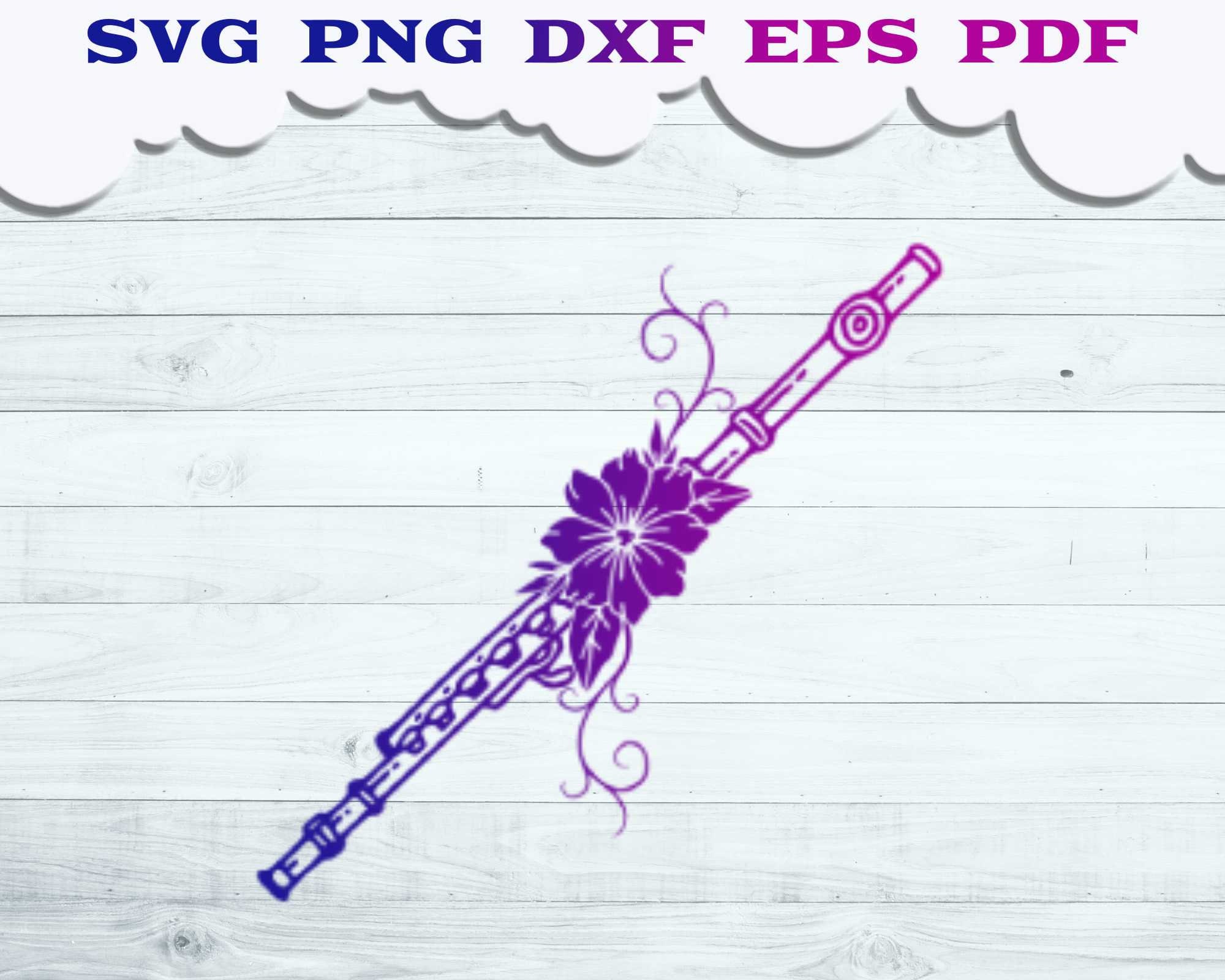 Flute SVG File, Floral Flute Svg, Flower Flute Svg Cut File, Marching ...