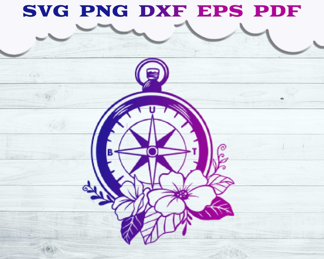 Floral Compass SVG, Compass With Flower Svg, Compass Cut File, Vintage ...