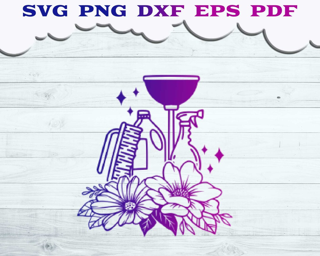 Cleaning Tool Svg, Floral Cleaning Tool Svg, Cleaning Tool for Made ...