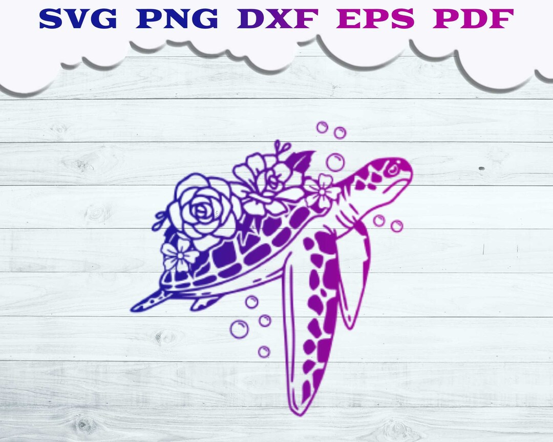 Floral Turtle SVG, Turtle Svg, Turtle Cut File, Turtle With Flower Svg ...