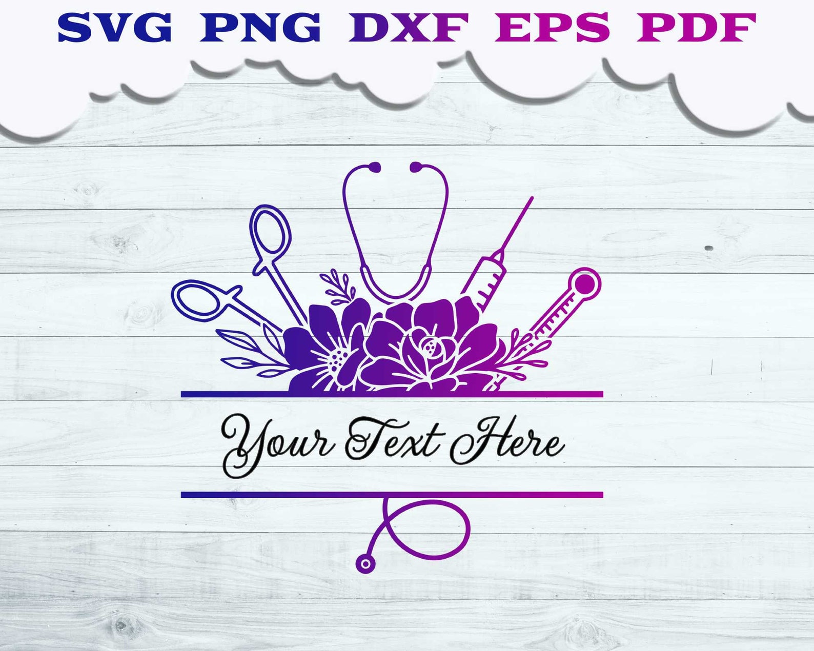 Nurse Split Monogram Frame SVG, Monogram Medical Tool Svg, Nurse Sign ...