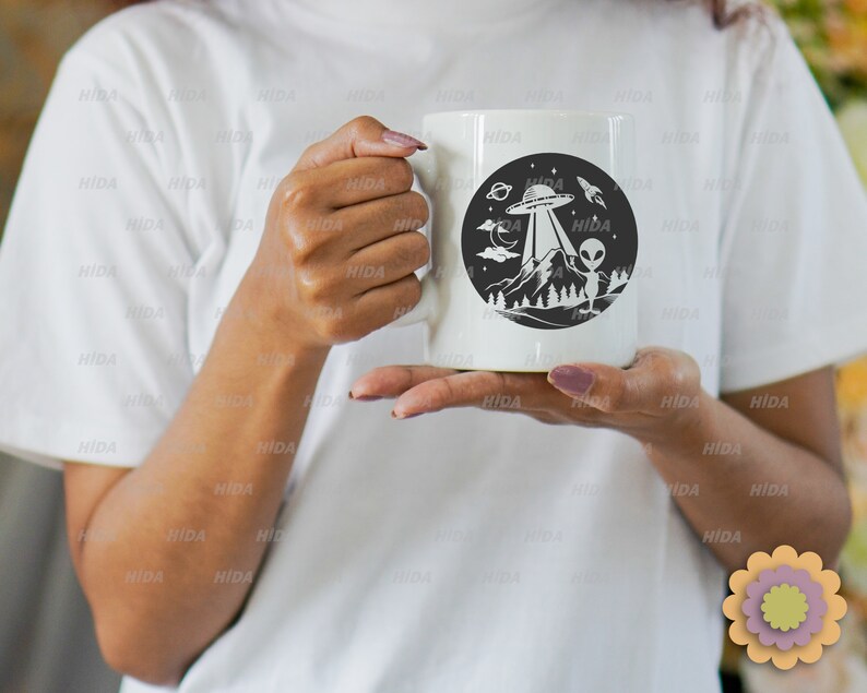 Alien on the Montain Scene Svg Alien Cut File Cute Alien - Etsy