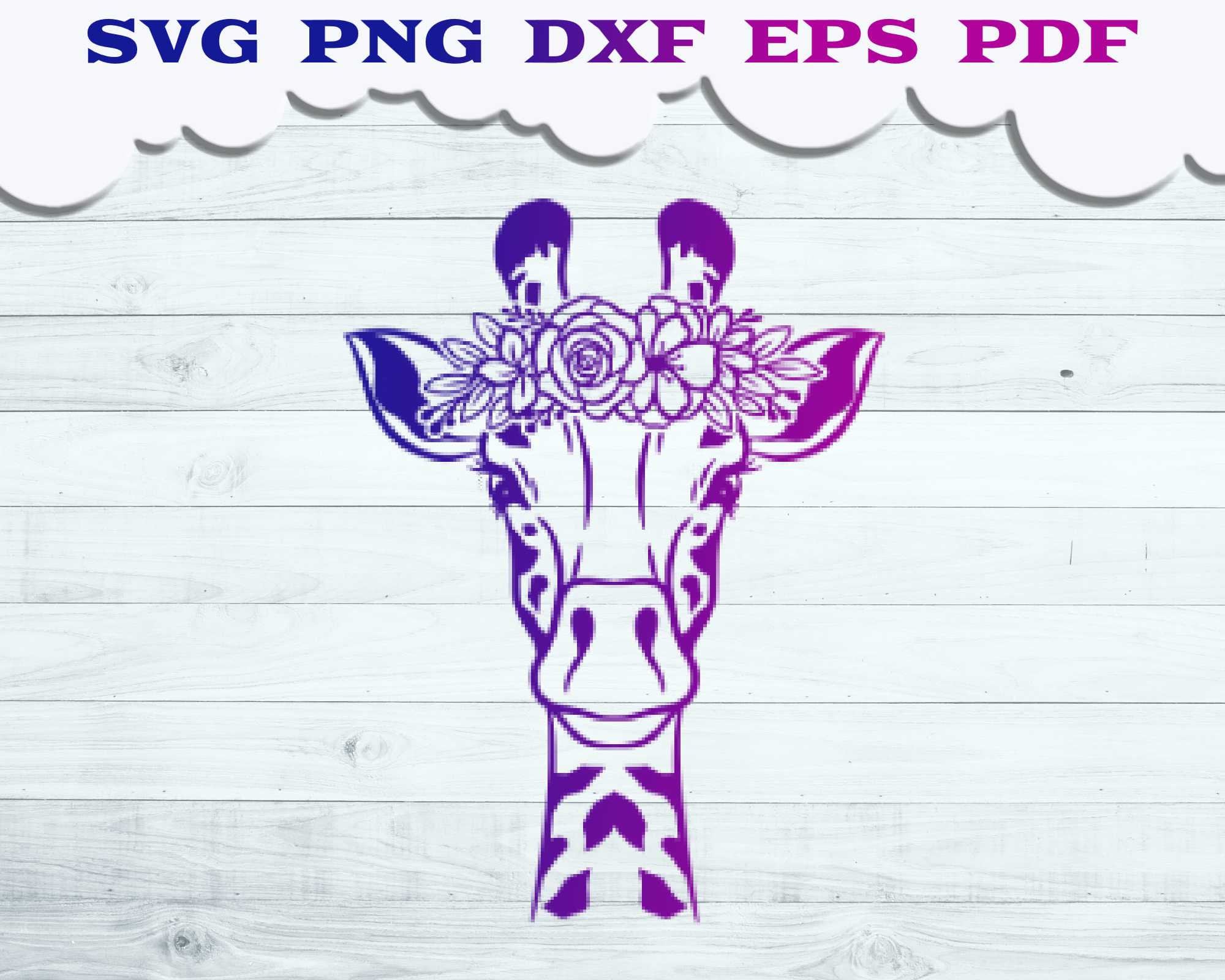 Floral Jirafa SVG, Jirafa cara svg, Jirafa fleuri svg, Flor Animal svg ...