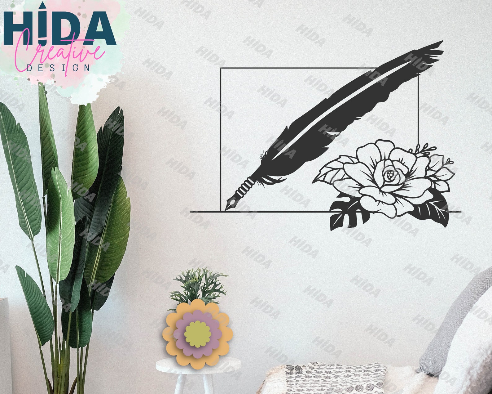 Feather Pen SVG, Feather Pen With Flower Svg, Quill Svg, Floral Quill ...