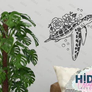Floral Turtle SVG, Turtle Svg, Turtle Cut File, Turtle With Flower Svg ...