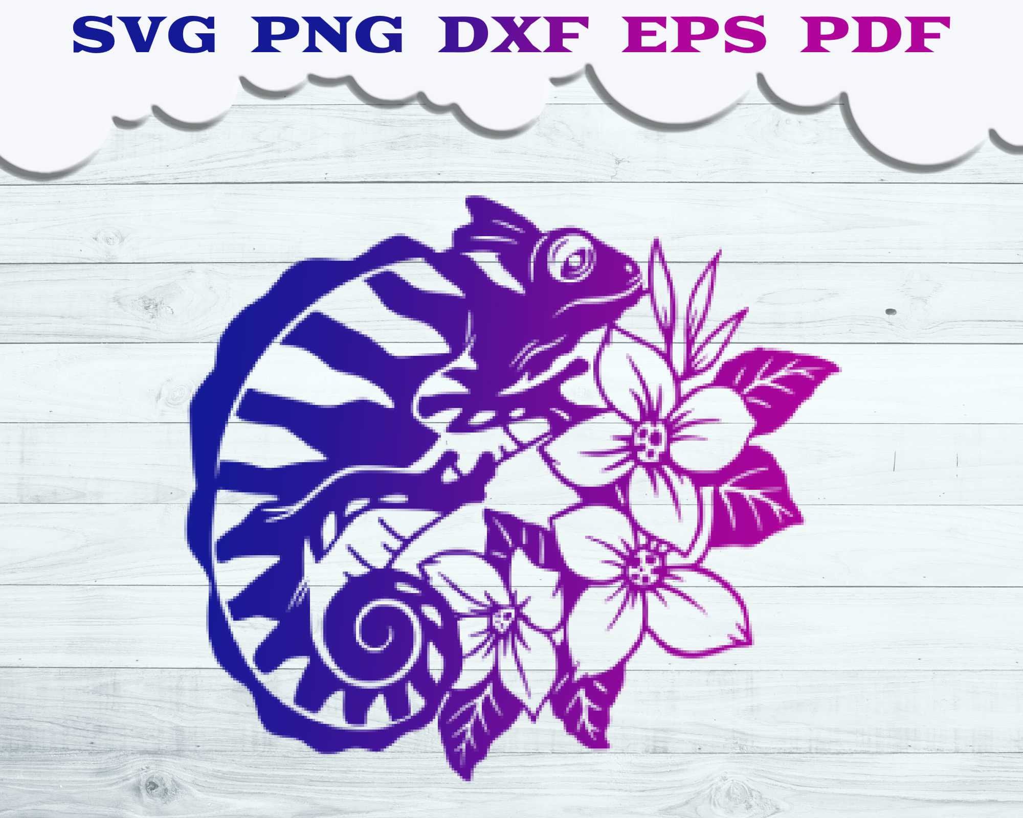 Floral Chameleon SVG Chameleon Svg Chameleon With Flower - Etsy