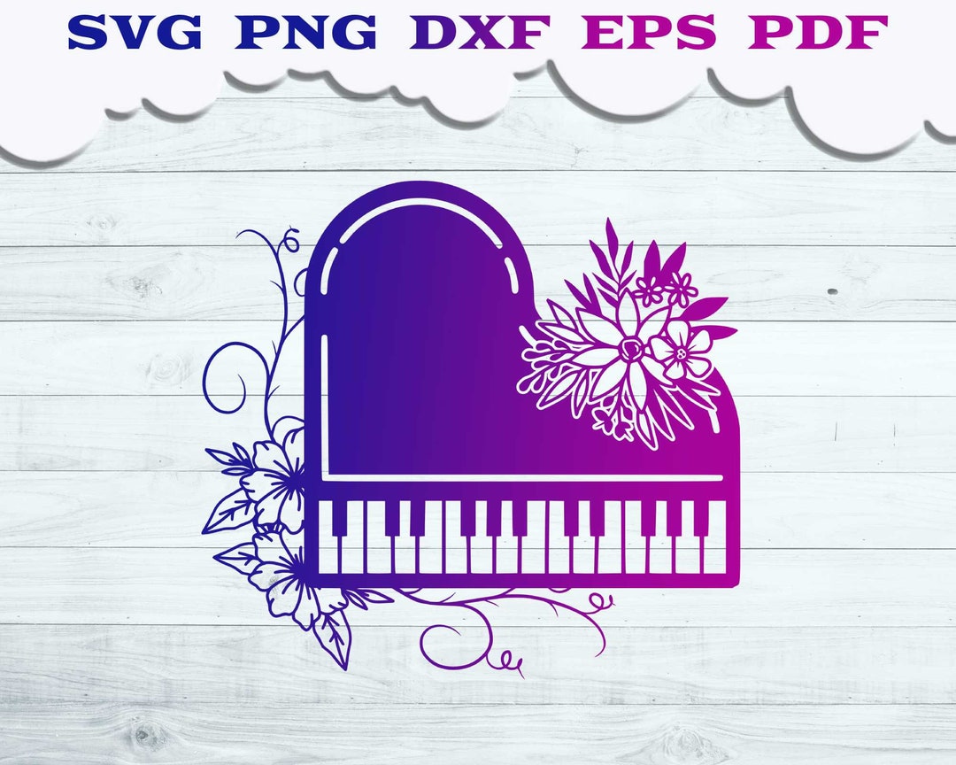 Piano SVG, Floral Piano Svg, Simple Piano design with Flower Svg, Piano ...