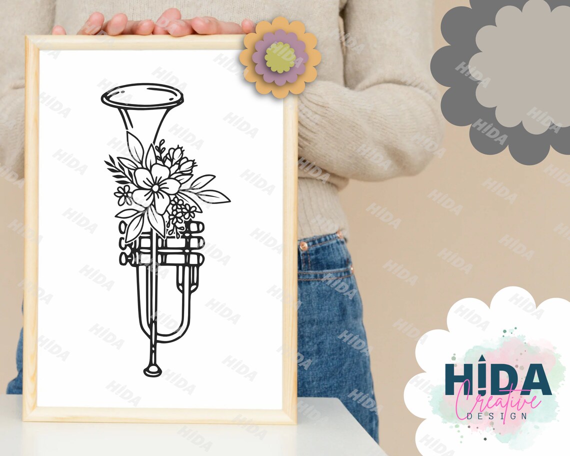 Floral Trumpet SVG Trumpet With Flower Svg Trumpet Svg Cut - Etsy