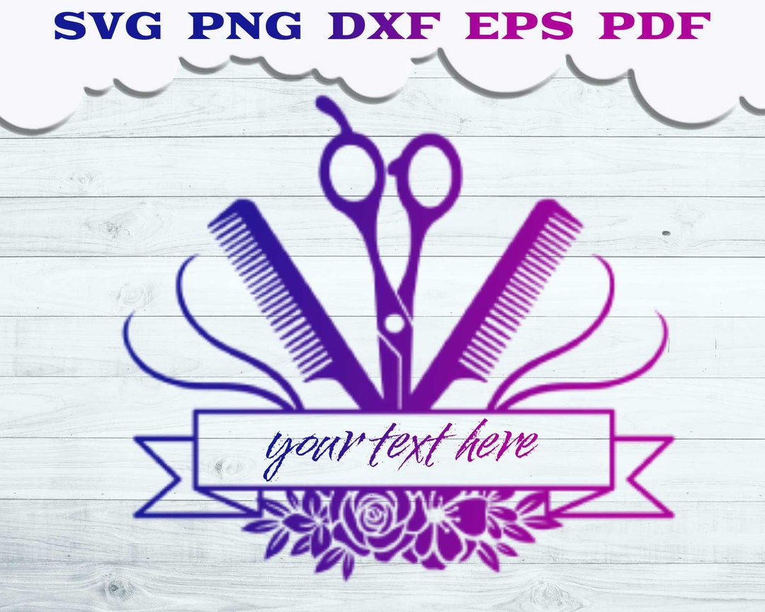 Estilista de cabello SVG, Tijera floral y peine Svg, Marco de ...