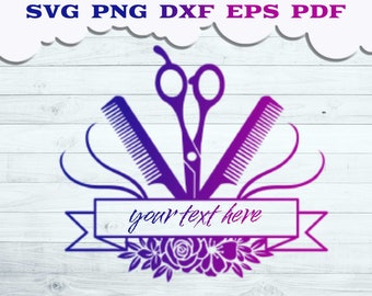 Hair Salon SVG, Floral Hair Salon Tool With Heart Svg, Hair Salon Frame ...