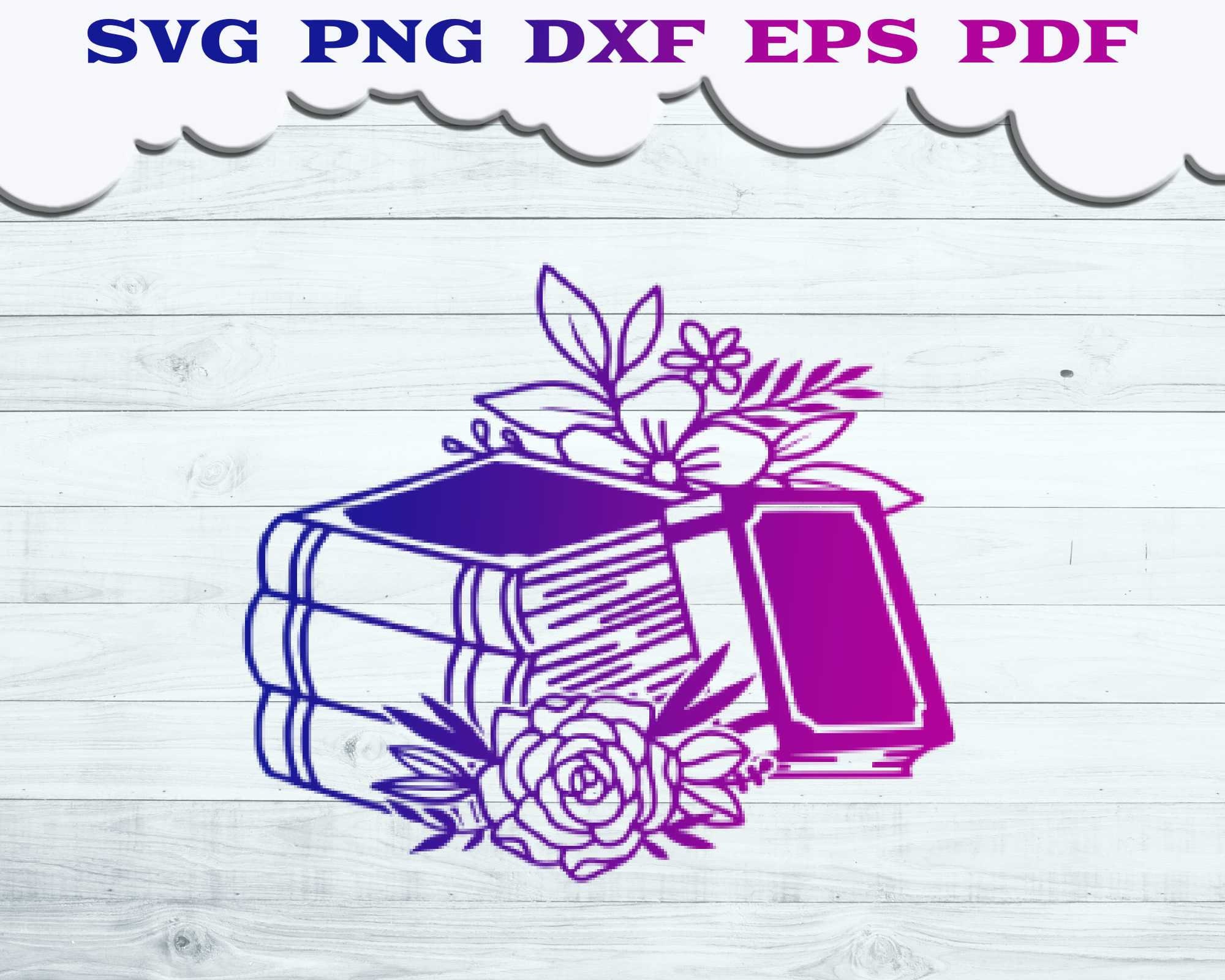 Librarian SVG Book Svg Floral Books Svg Books With Flowers - Etsy