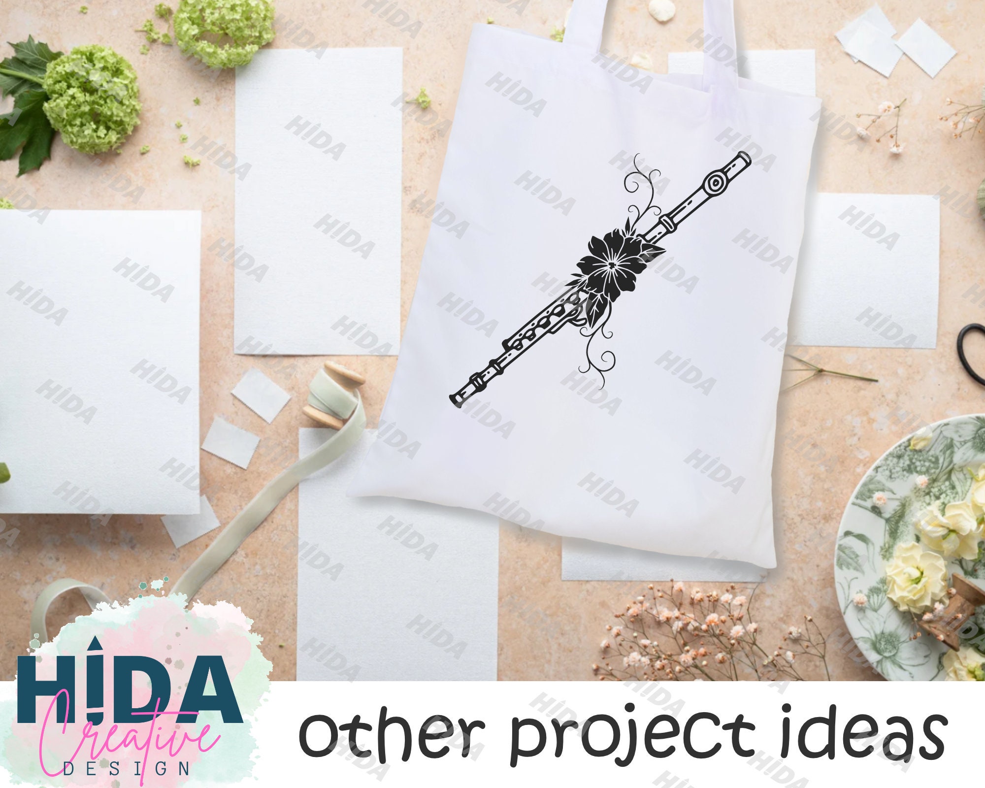 Flute SVG File Floral Flute Svg Flower Flute Svg Cut File - Etsy