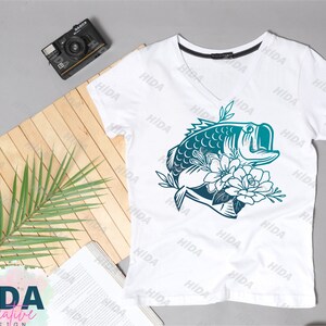 Floral Bass Fish SVG, Bass Fish With Flower Svg, Bass Fish Svg, Bass ...