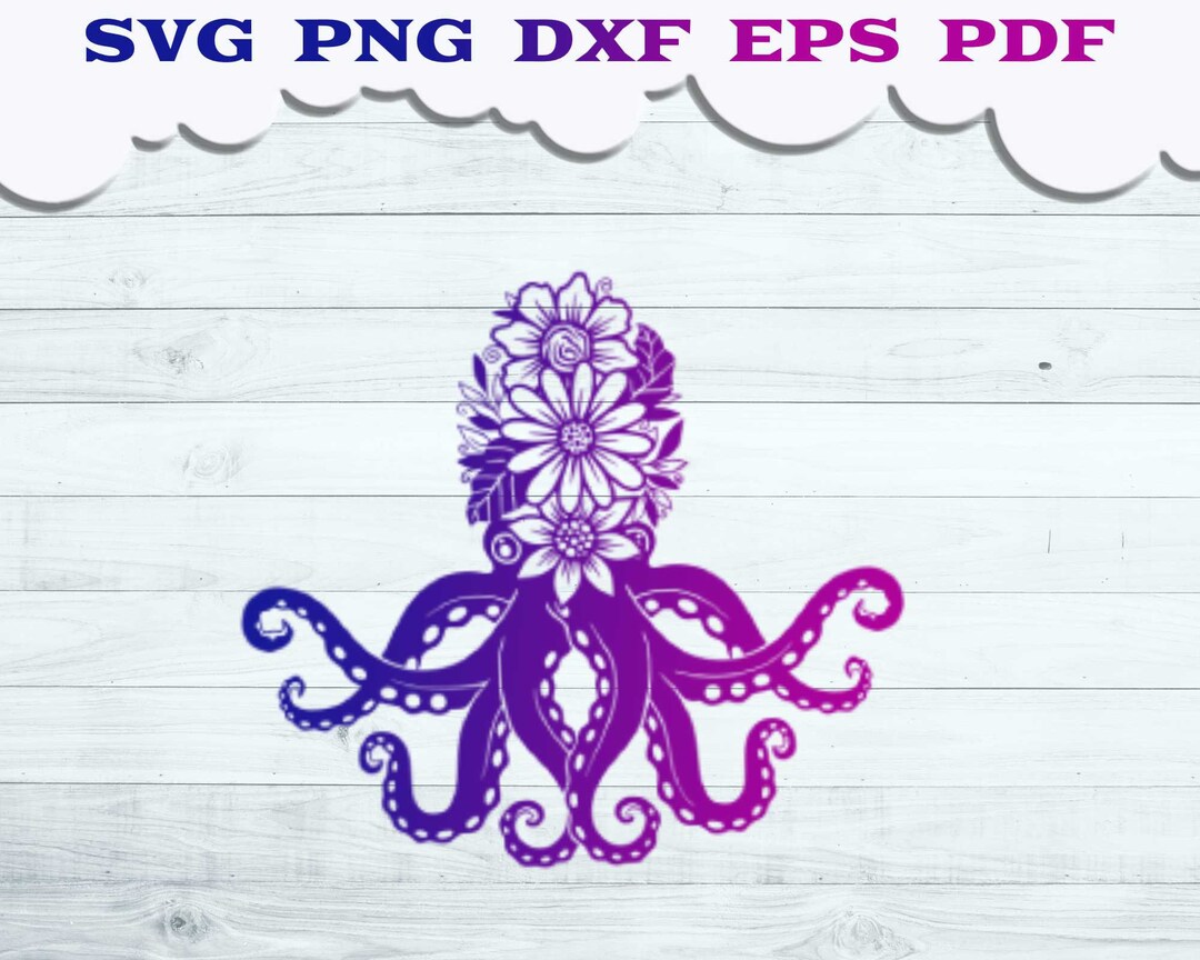 Floral Octopus SVG, Octopus Flower Head Svg, Flower Octopus Cut File ...