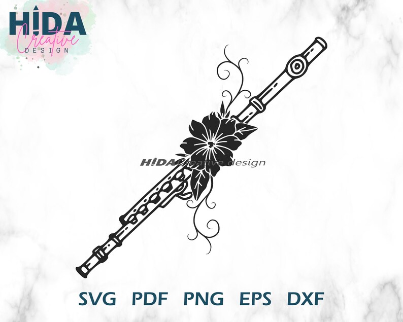 Flute SVG File Floral Flute Svg Flower Flute Svg Cut File - Etsy
