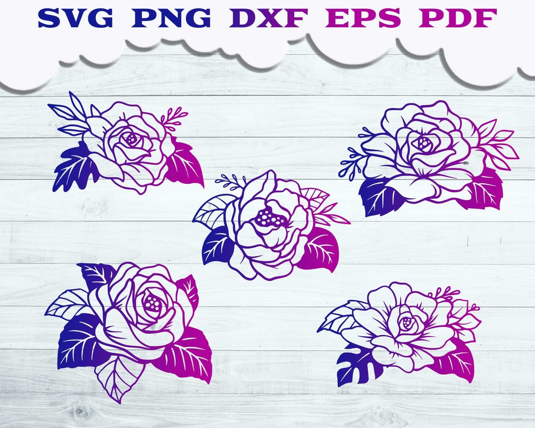 ROSE Svg Bundle, Floral Rose Svg, Rose Svg, Rose Cut File, Rose Flower ...