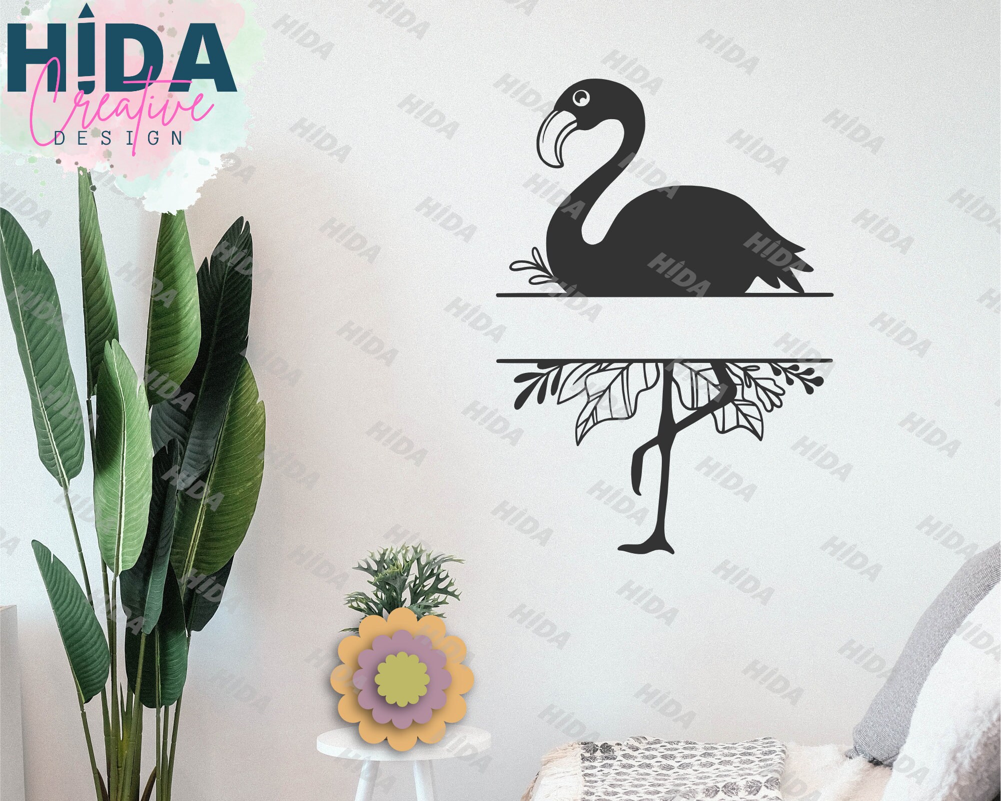 Split Monogram Flamingo SVG Split Flamingo Svg Flamingo Cut - Etsy