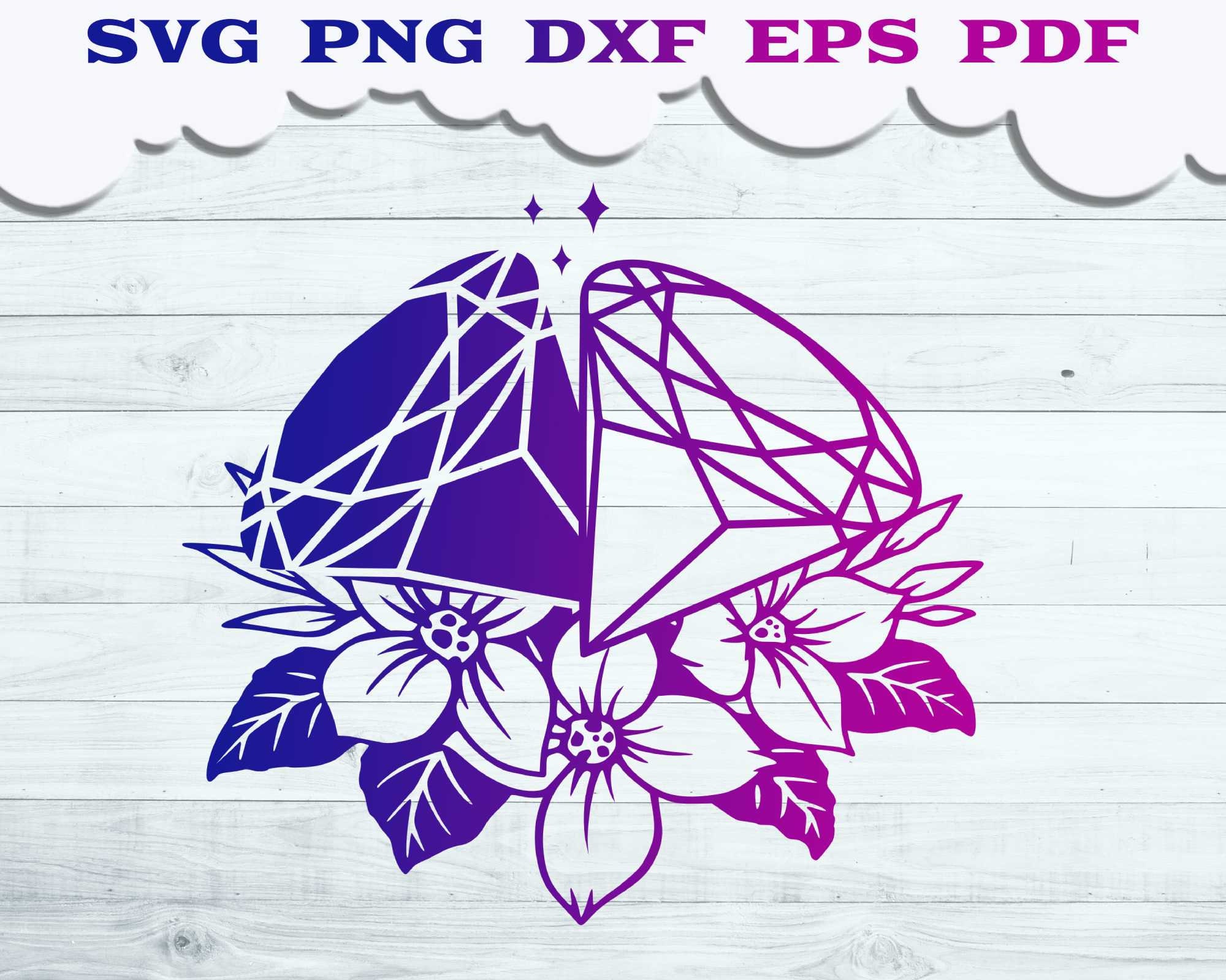 Floral Diamond SVG Diamond With Flower Svg Black Diamond - Etsy