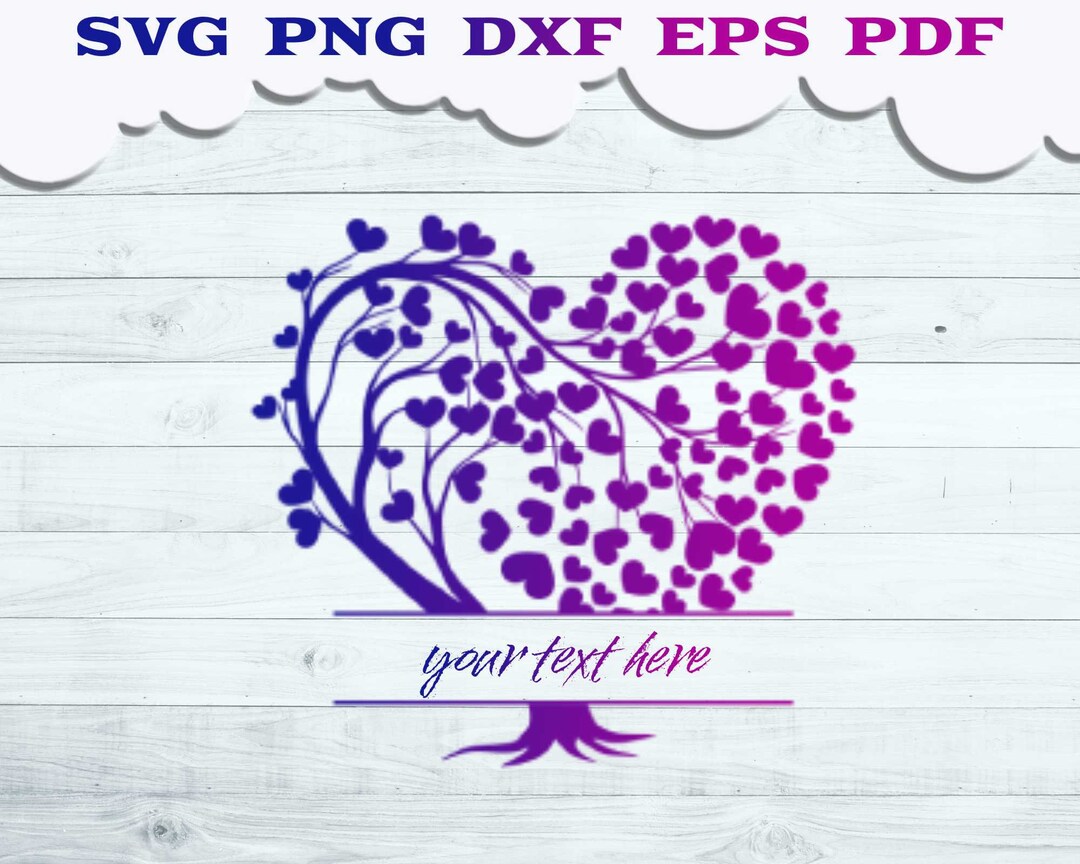 Split Love Tree SVG, Monogram Tree, Love Tree Cut File, Sweetheart Tree ...