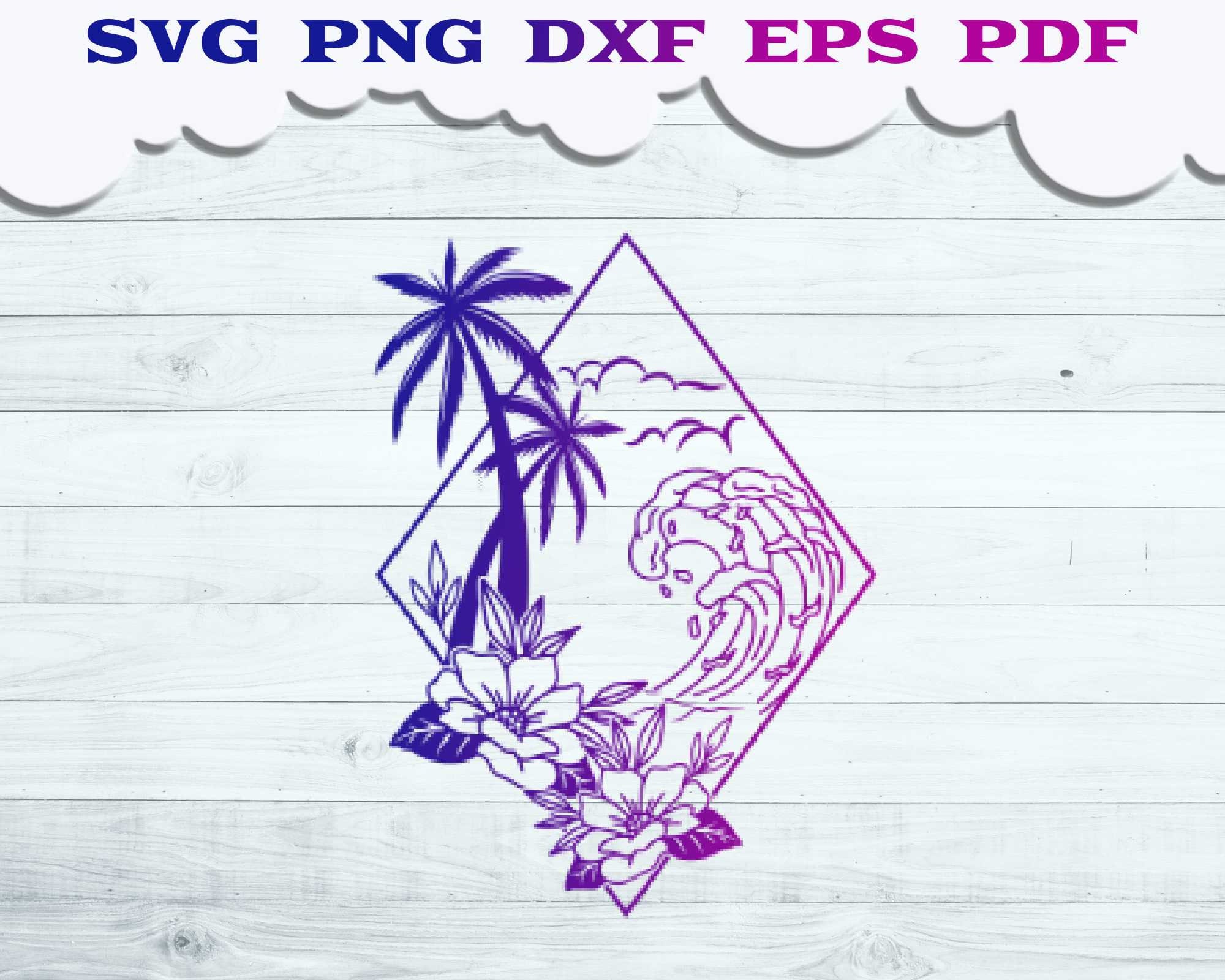 Floral Wave SVG, Wave Summer Svg, Wave Scene With Flower Svg, Floral ...