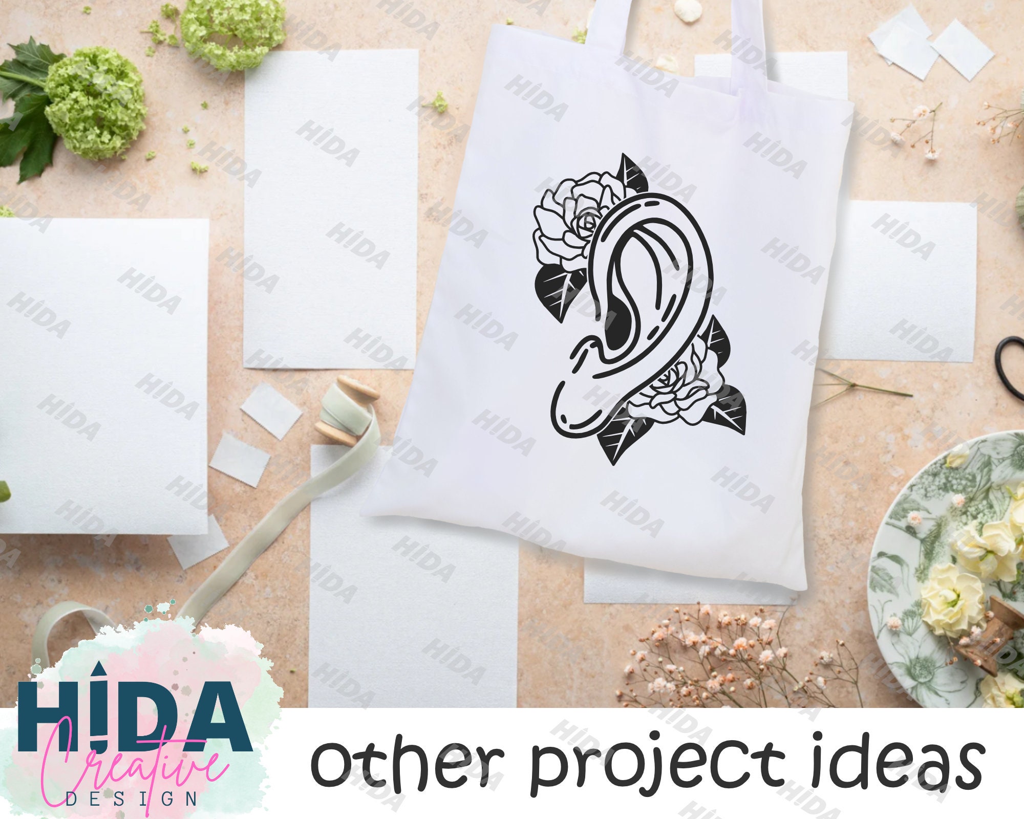 Floral Ear SVG File Ear With Flower Svg Human Ear - Etsy