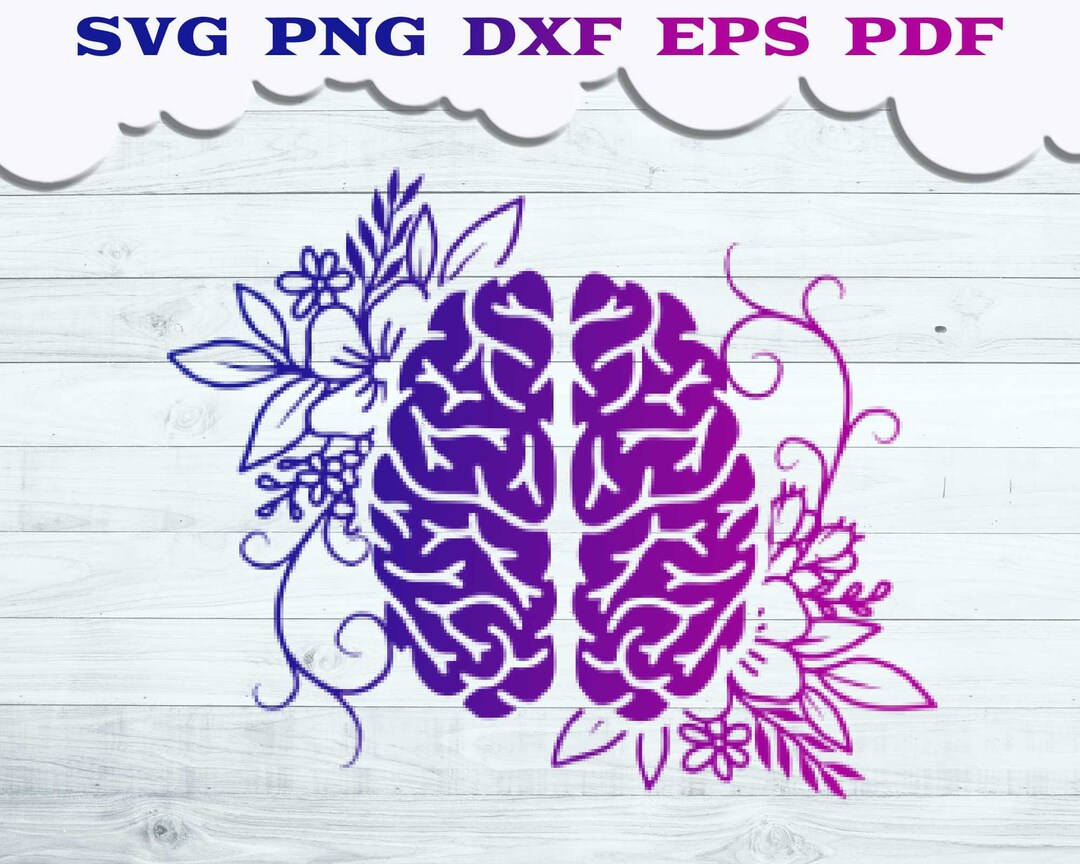 Brain SVG File, Floral Brain Svg, Human Brain With Flower Svg, Flower ...