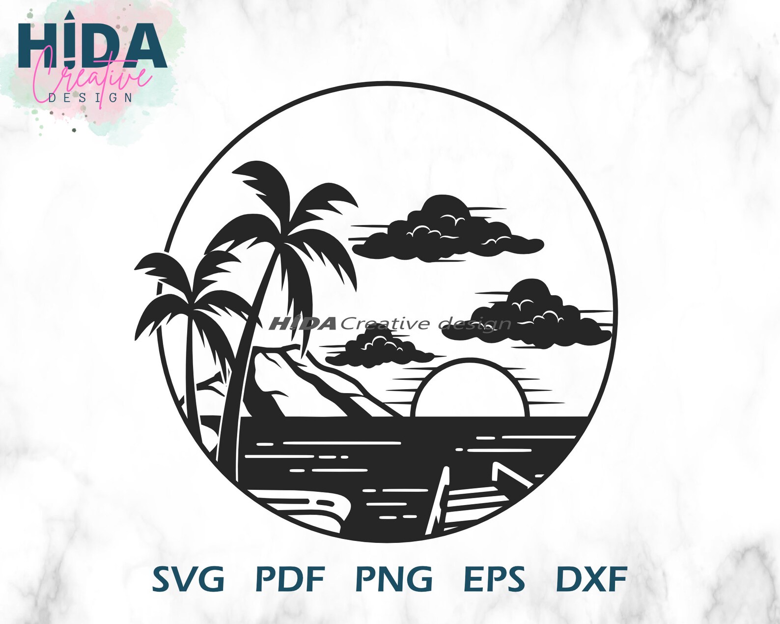 Island SVG File Beach Scene Svg Aloha Beach Svg Tropical - Etsy