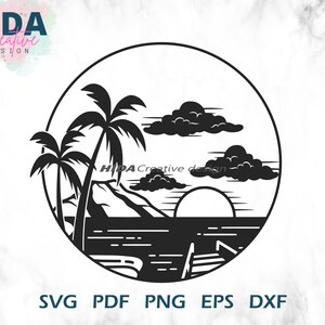 Island SVG File Beach Scene Svg Aloha Beach Svg Tropical - Etsy