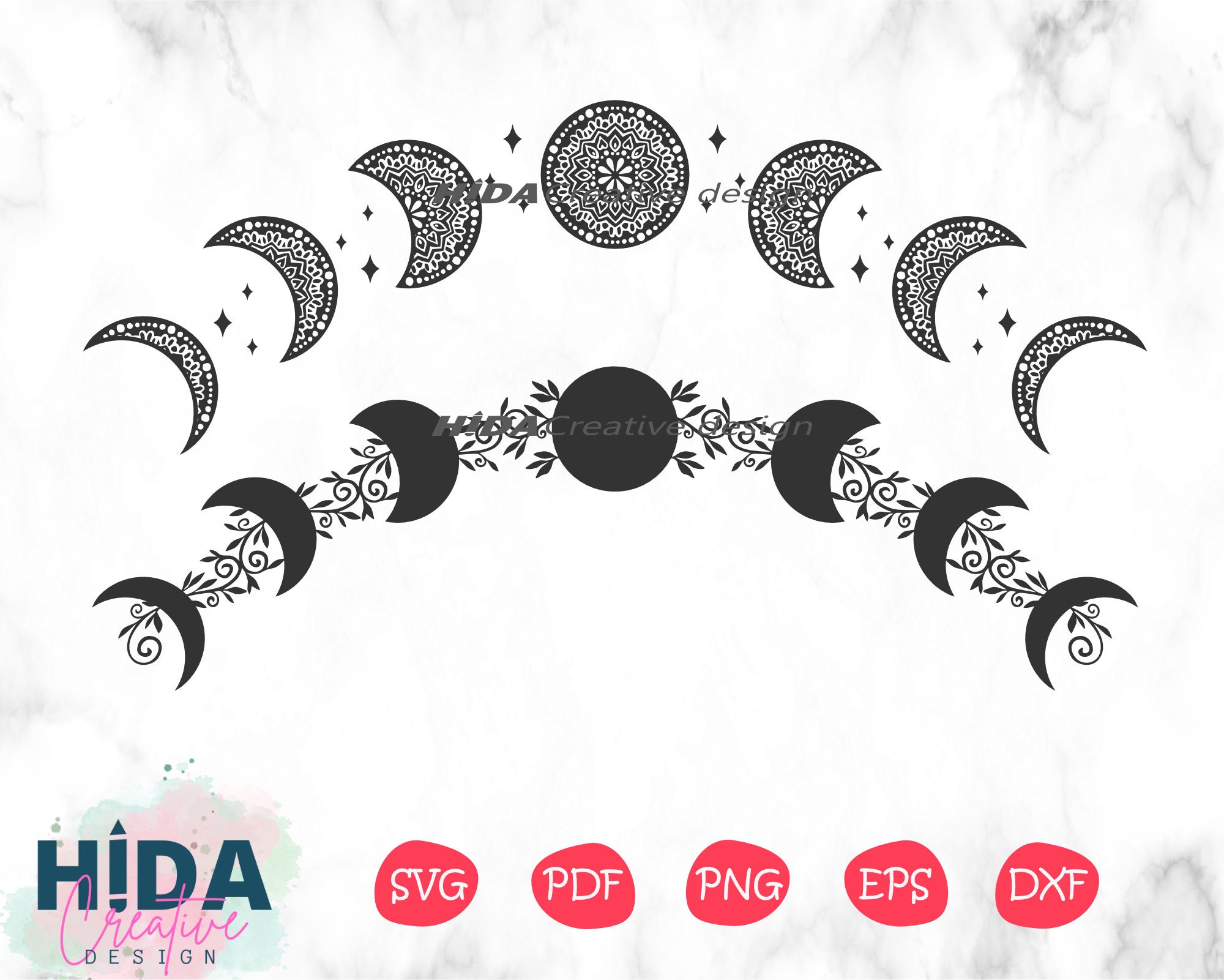 Flower Moon Phase SVG Bundle Moon Phase Svg Boho Moon Svg - Etsy Canada