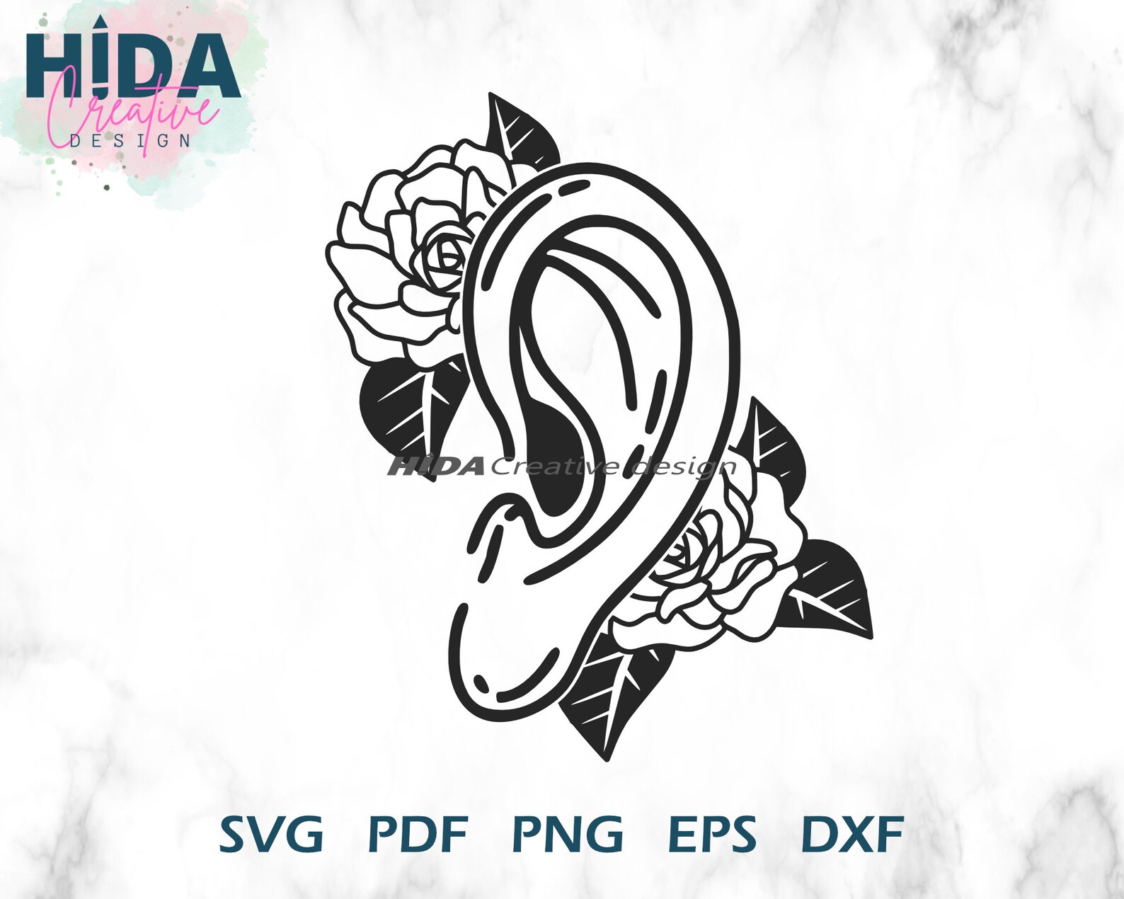 Floral Ear SVG File Ear With Flower Svg Human Ear - Etsy