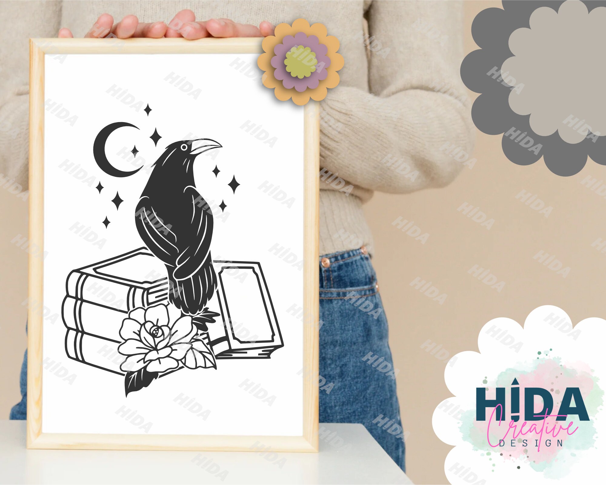 Crow on Book SVG Floral Book With Crow Svg Flower Crow Cut - Etsy